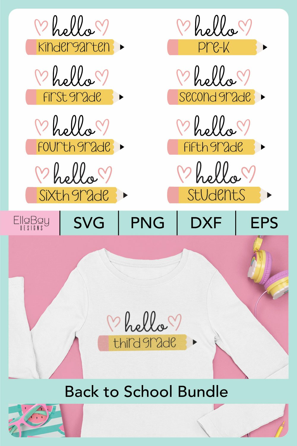 Hello Grades Back to School SVG | First day of School SVG
