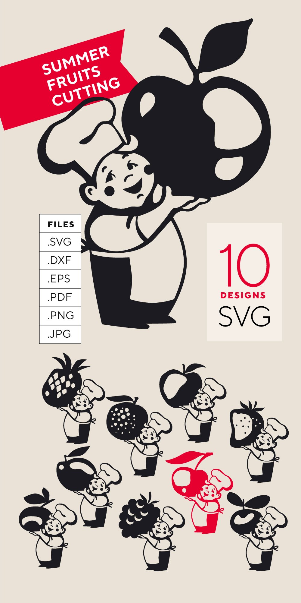 Fruit Pie Labels SVG | Summer bakery clipart for cutting SVG