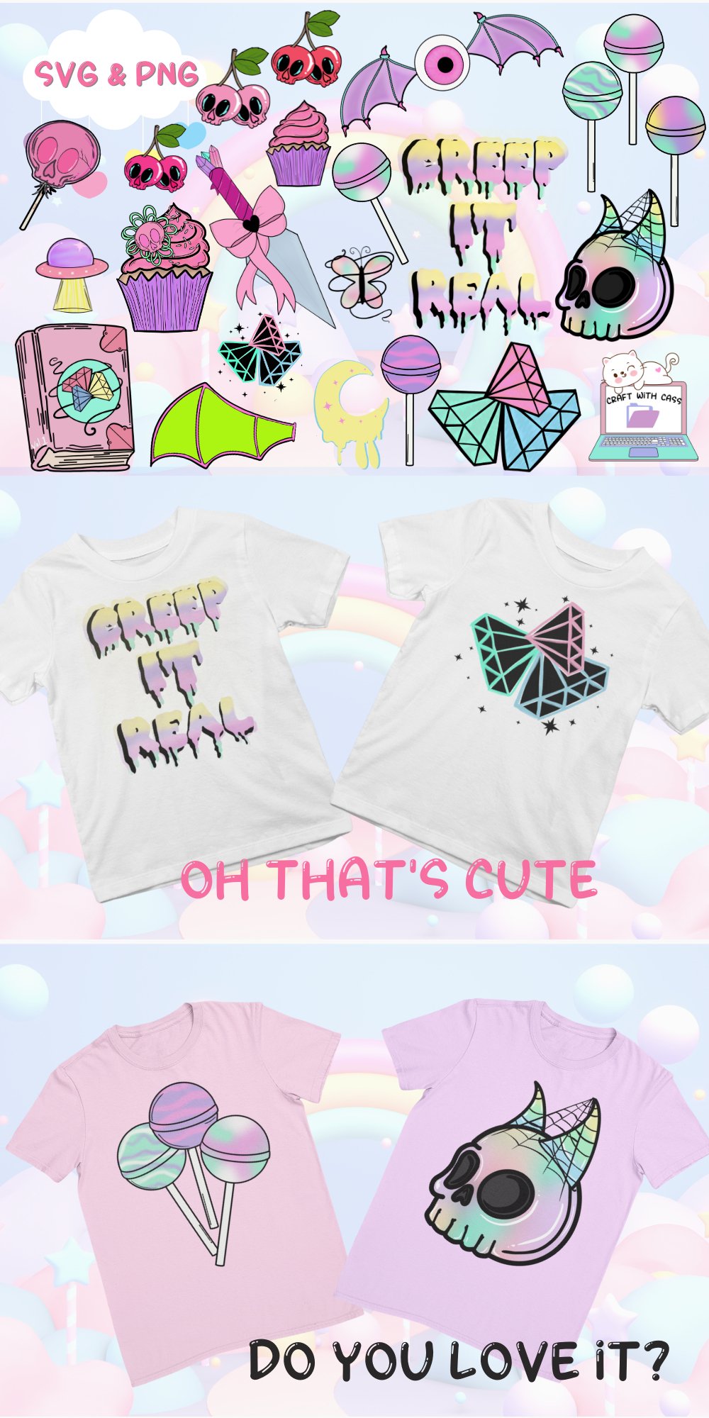 Hauntingly Adorable Cute soft goth graphics - Halloween