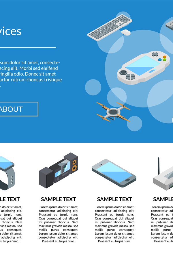 Vector isometric gadgets icons landing page (873809)