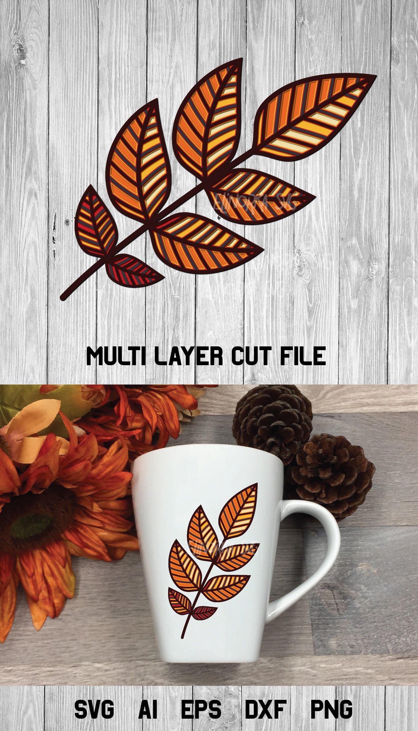 3D SVG Layered Leaf | Fall SVG Multi Layer | Craft Cut File