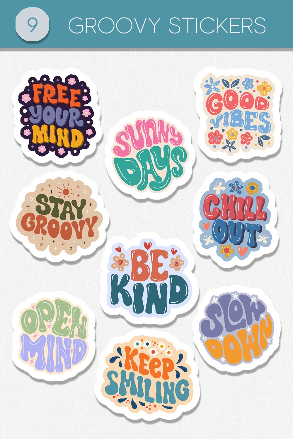 Groovy Stickers. Stickers for Cricut