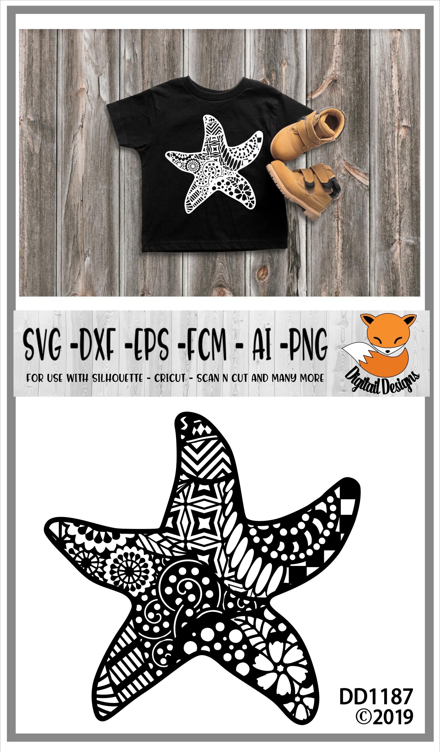 Zentangle Starfish for Silhouette - Cricut - Scan N Cut