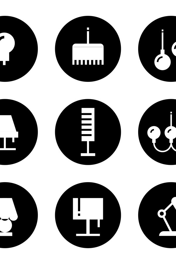Lighting flat icons - lamps, sconce and floor lamps