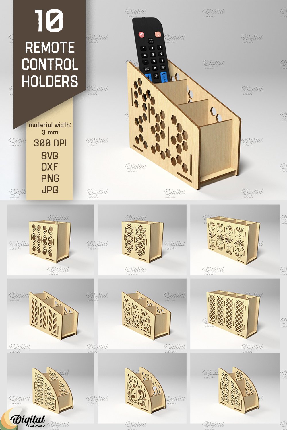 Remote Control Holder SVG Bundle. 3D Storage Box Laser Cut