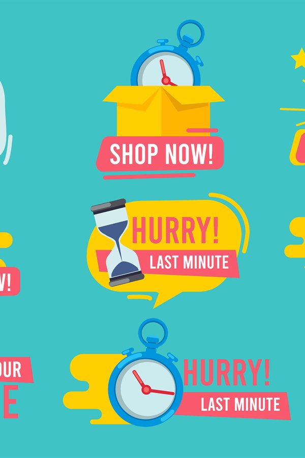 Hot offer badges. Countdown promotional deals 24 hour sales