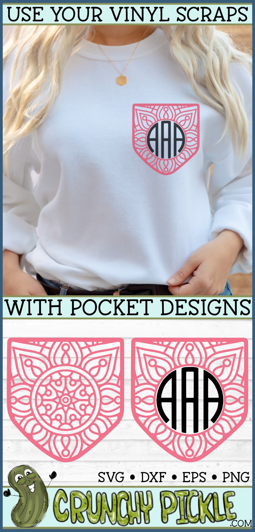 Monogram Shirt Pocket Mandala SVG File