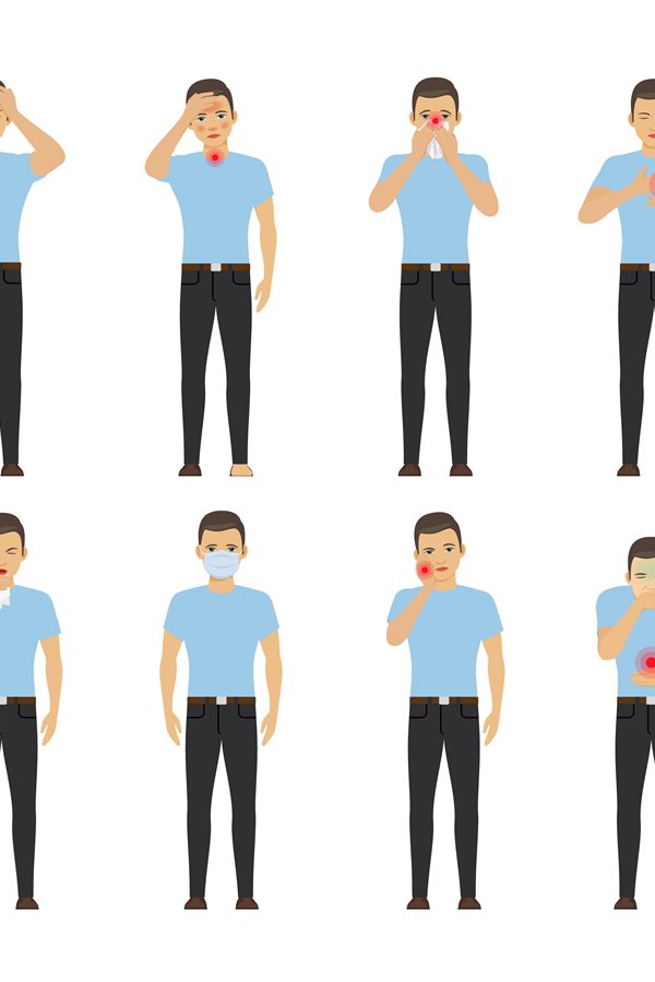 Sick man with pain and diseases