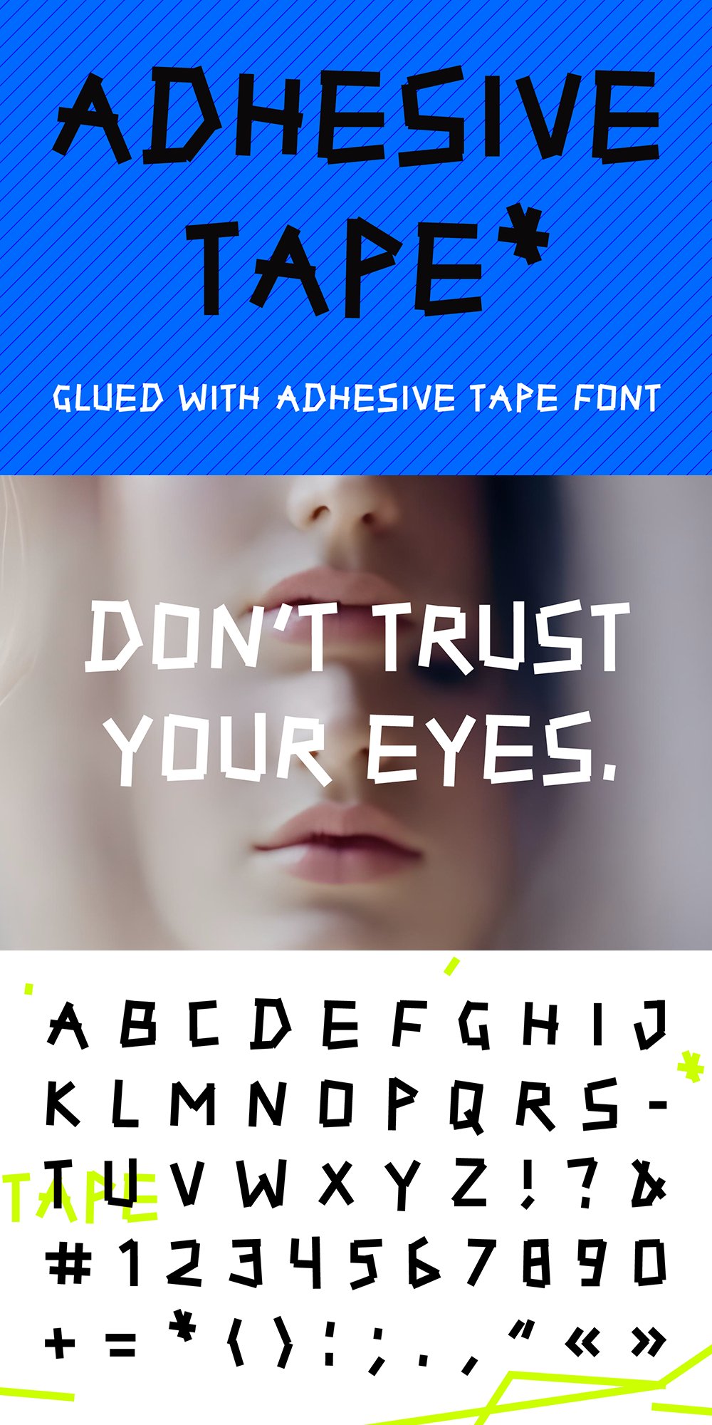 Adhesive tape font.