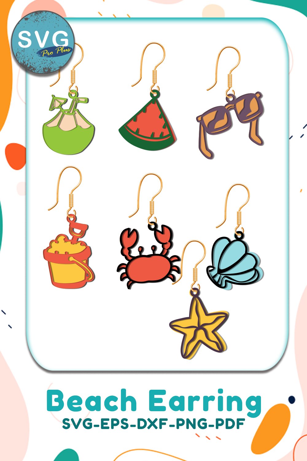 Beach Earring svg Summer earring svg, Colorful (2525235)