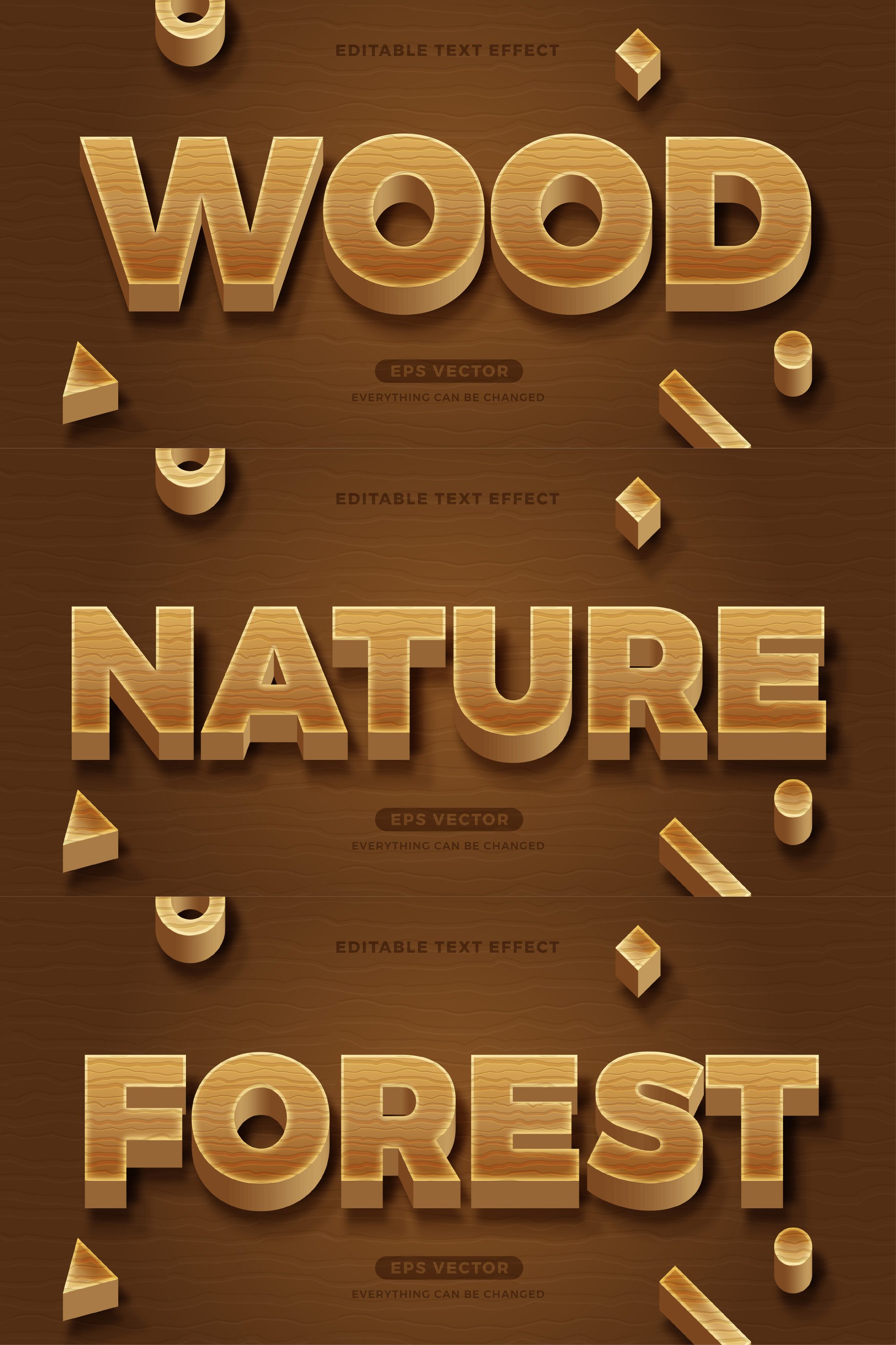Wood editable text effect vector template