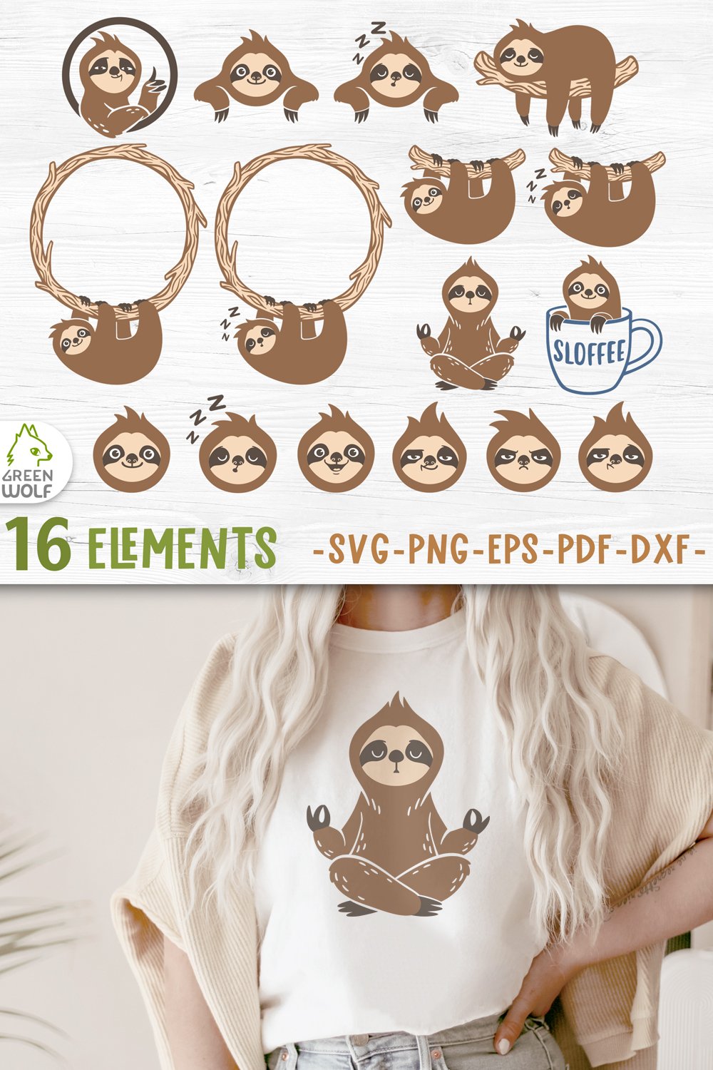 Sloth svg bundle Lazy sloth clipart Cute animals bundle svg