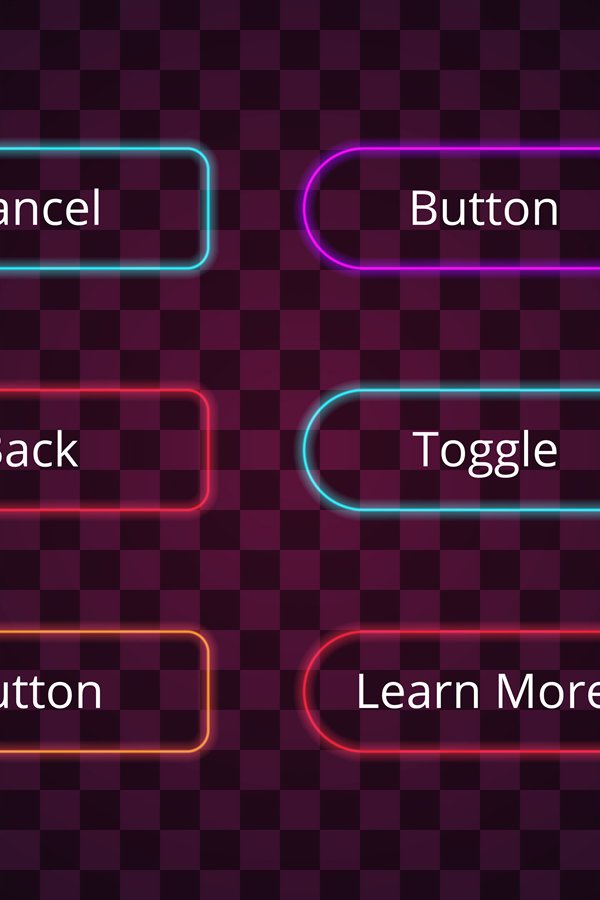 Neon buttons. Glow web entering click lighting buttons digit