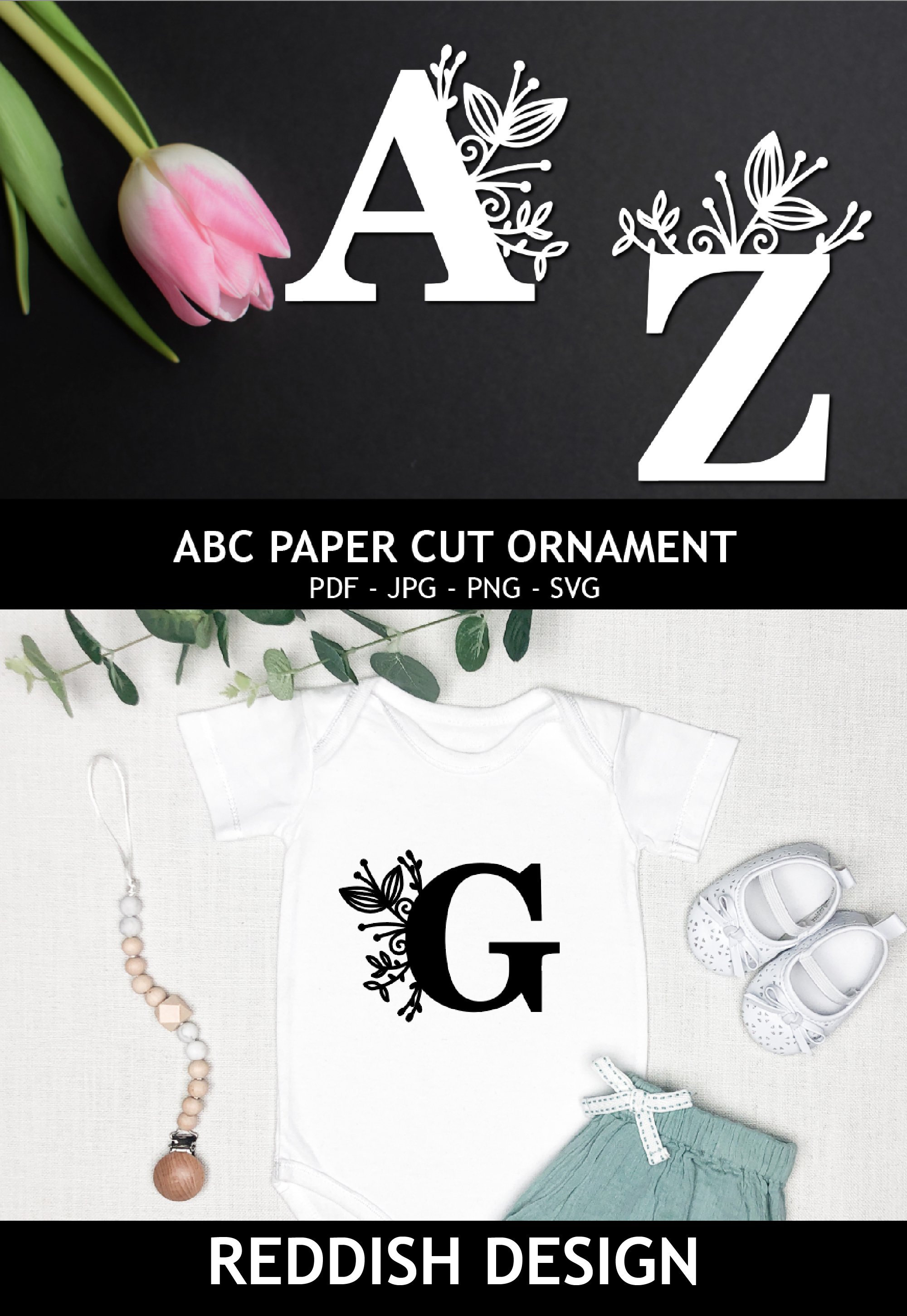 Spring Alphabet Letters, Florals bundle SVG
