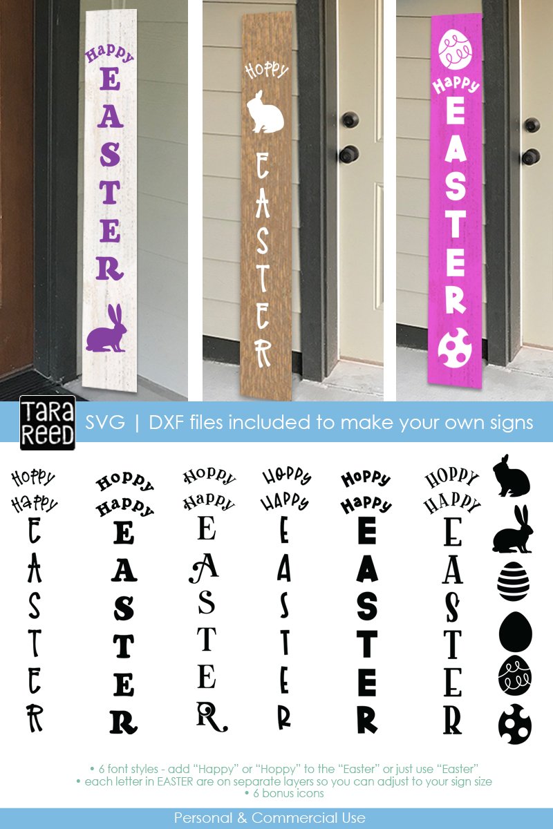 Happy Easter Vertical Signs - Easter SVG & Cut Files