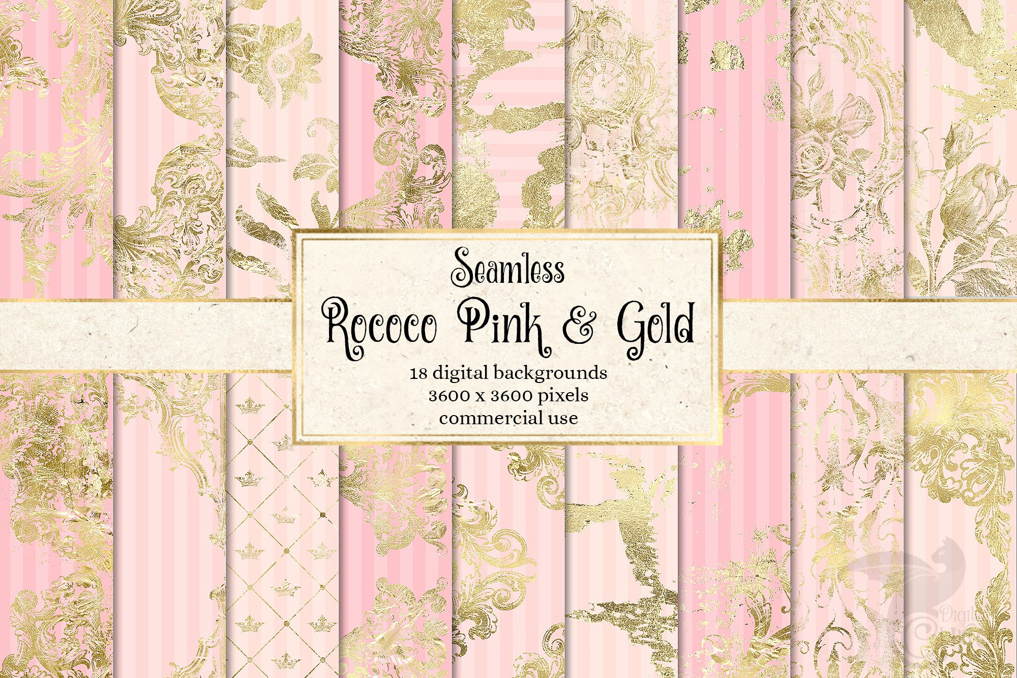 Rococo Pink and Gold Backgrounds