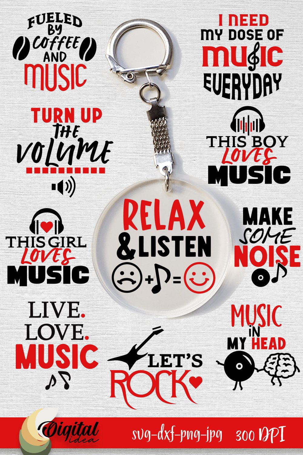 Music Keychains Bundle. Acrylic Round Keychains SVG