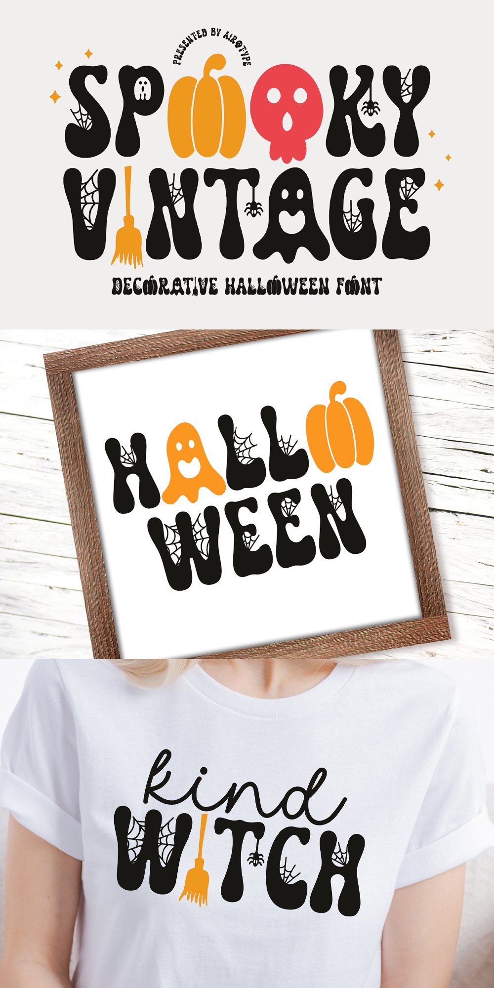 Spooky Vintage - Retro Halloween Font with Spider Web