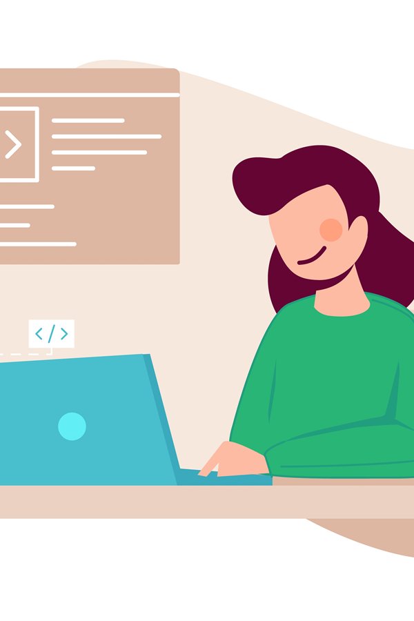 Female programmist. Woman writing code, content manager. You