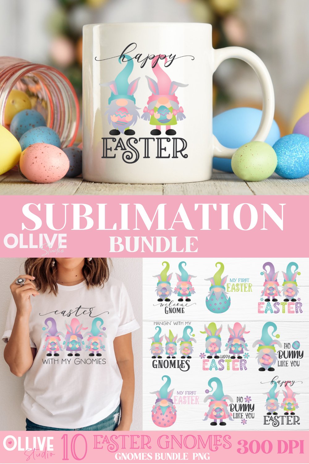 Gnomes Easter PNG Bundle | Easter Gnome Sublimation Bundle