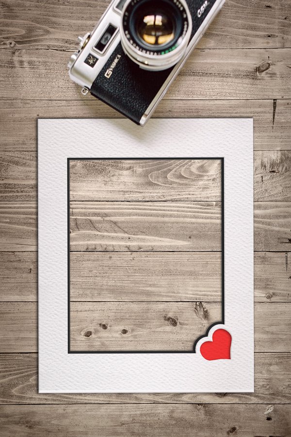 Layered Photo Mat with Heart Cutout SVG Design