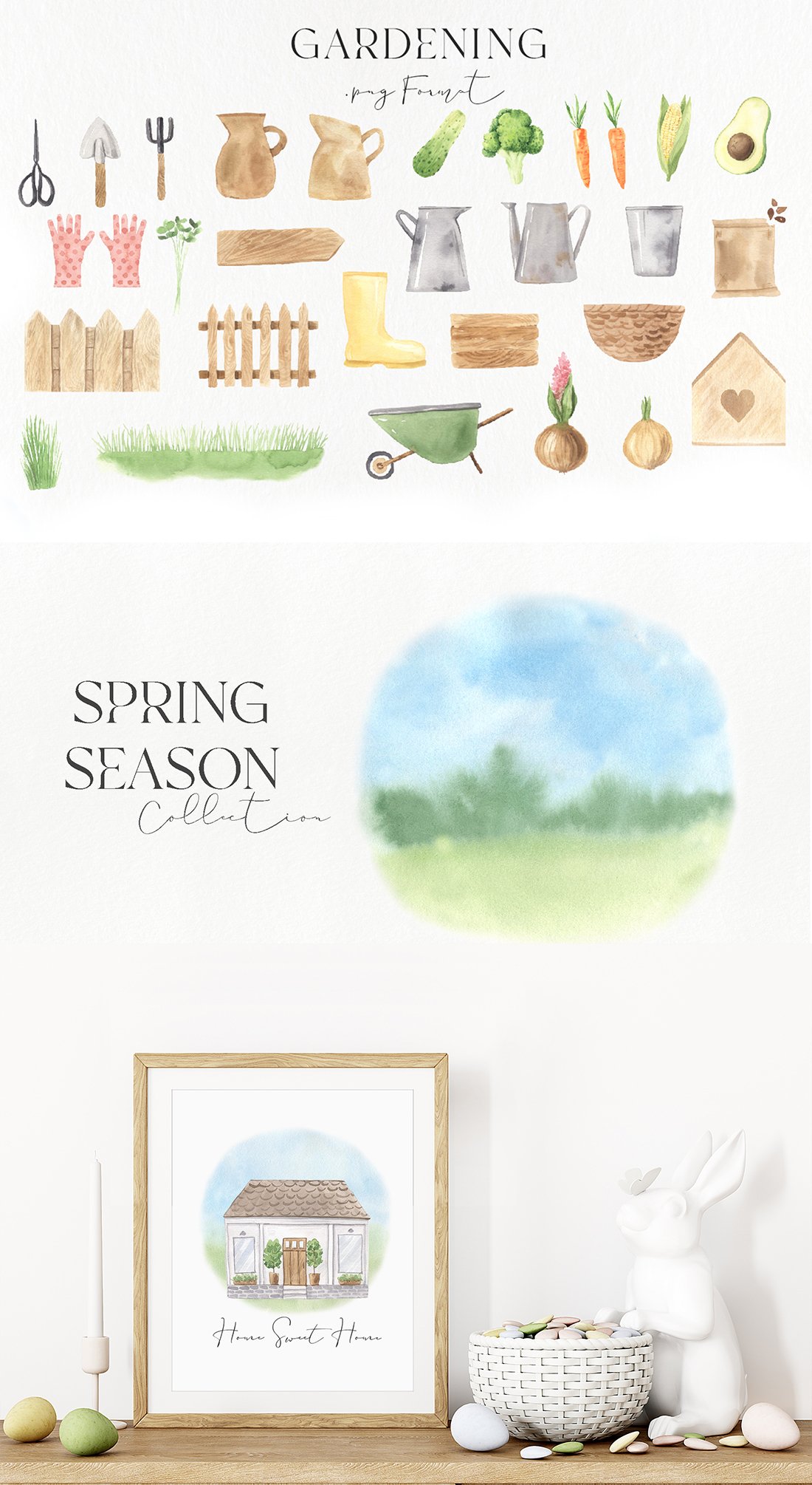 Watercolor Gardening Farm PNG Clipart