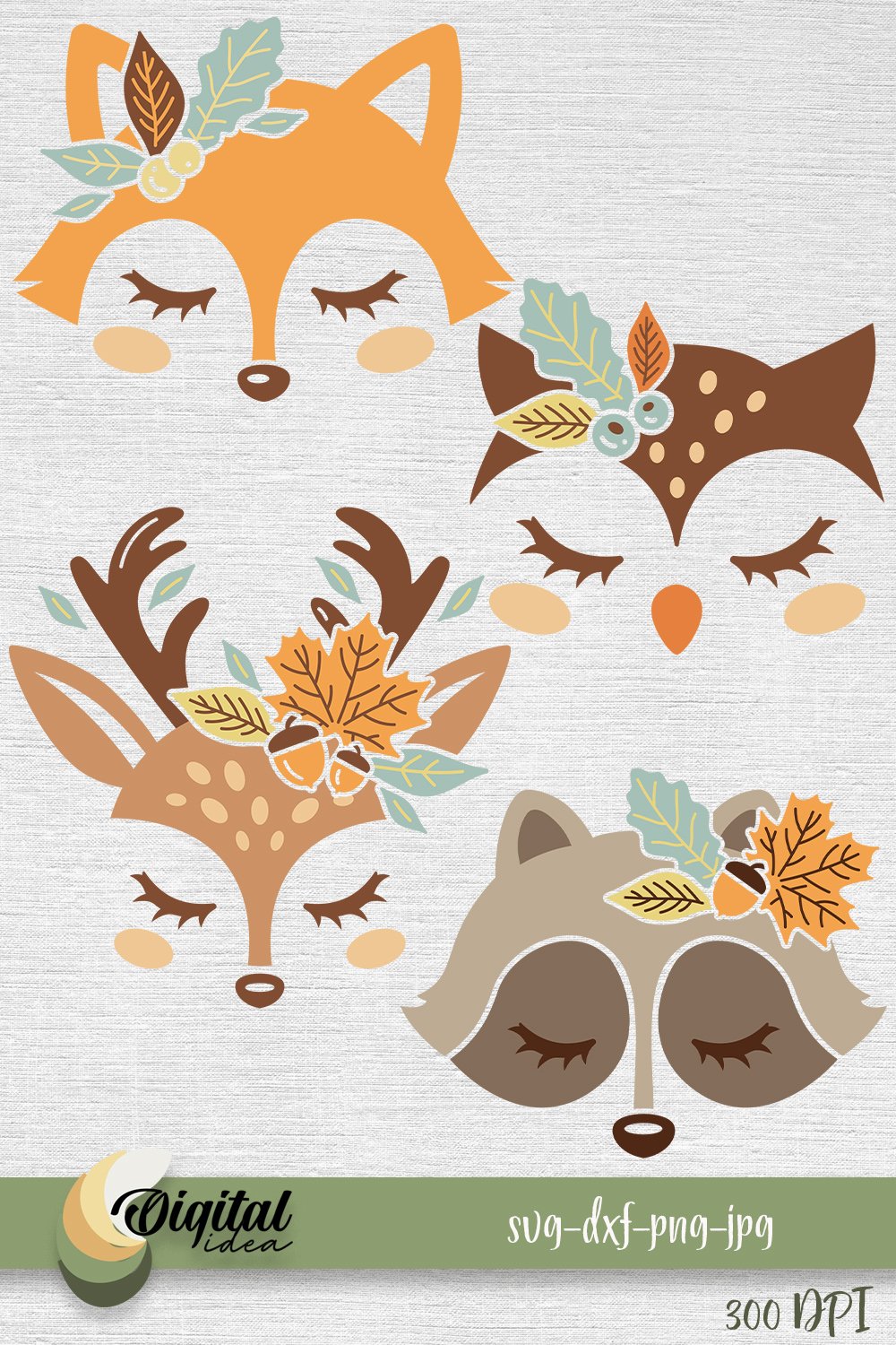 Fall animal svg bundle. Scandinavian animals. Animal faces