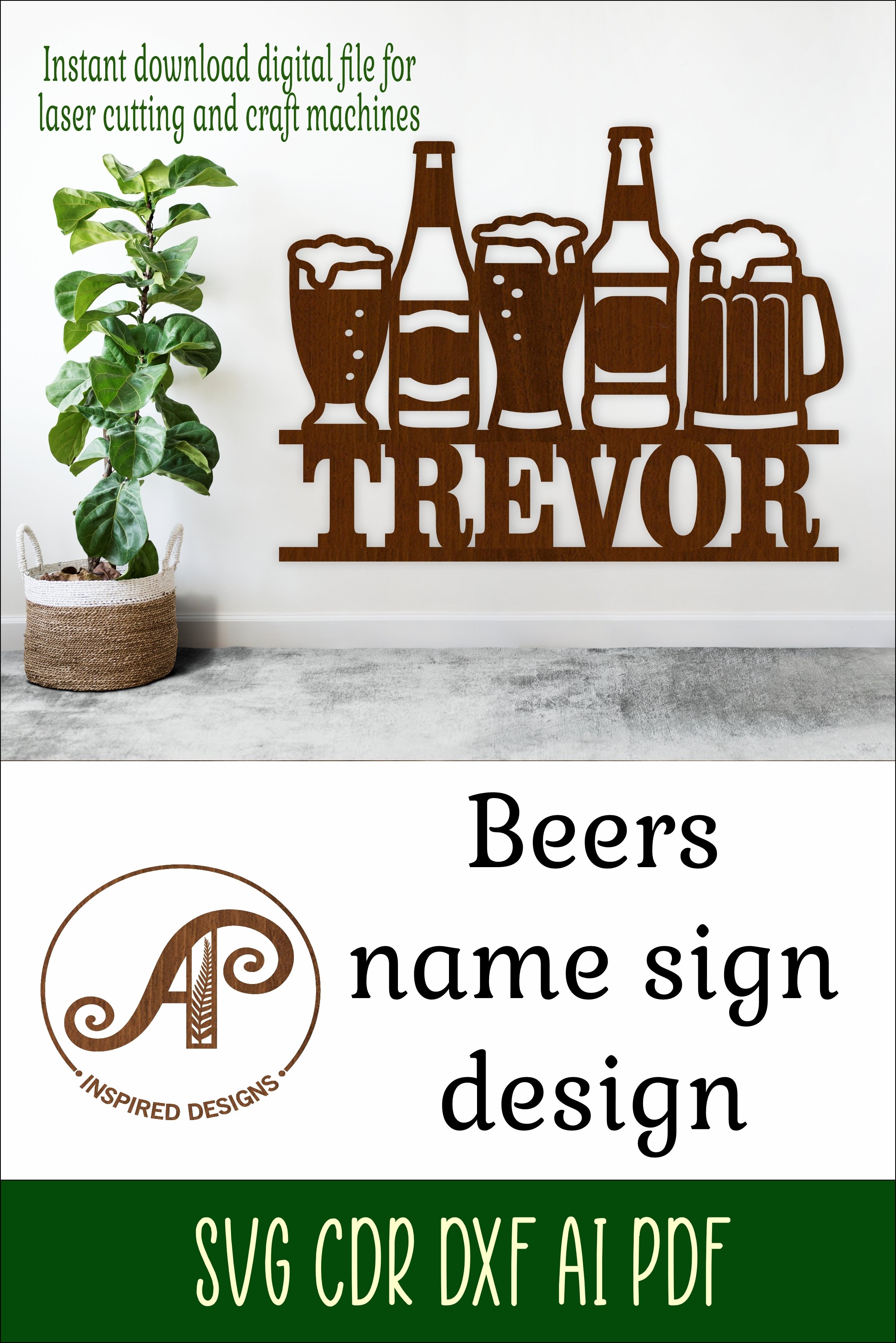 Beers name sign svg laser cut file