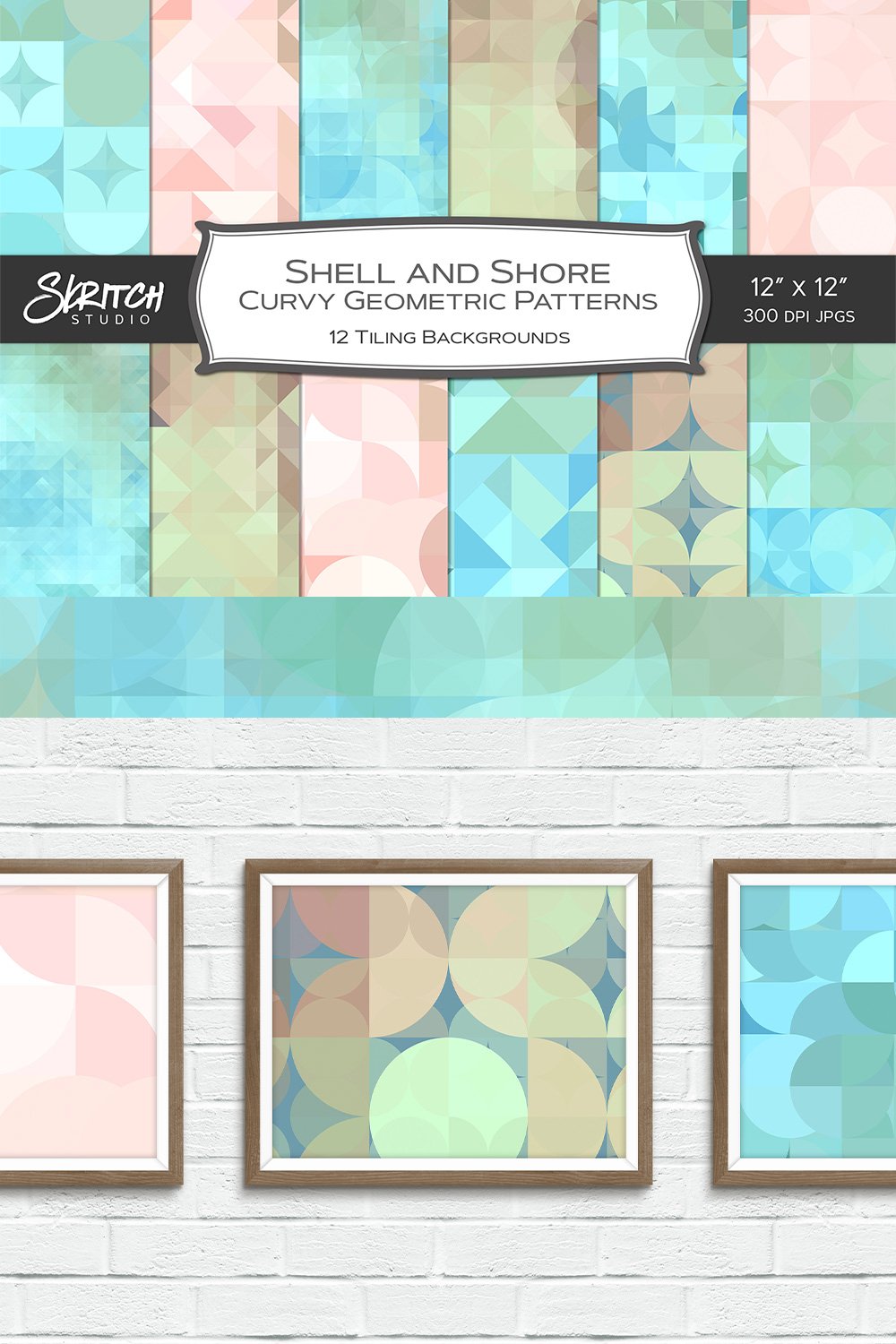 Shell and Shore Curvy Seamless Geometric Patterns