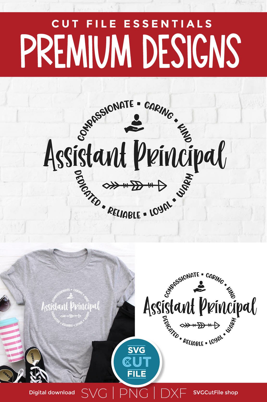 Assistant principal SVG with round circle for men or women