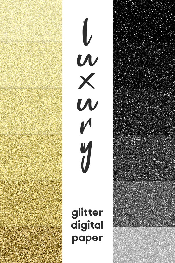 Luxury glitter digital paper set gold