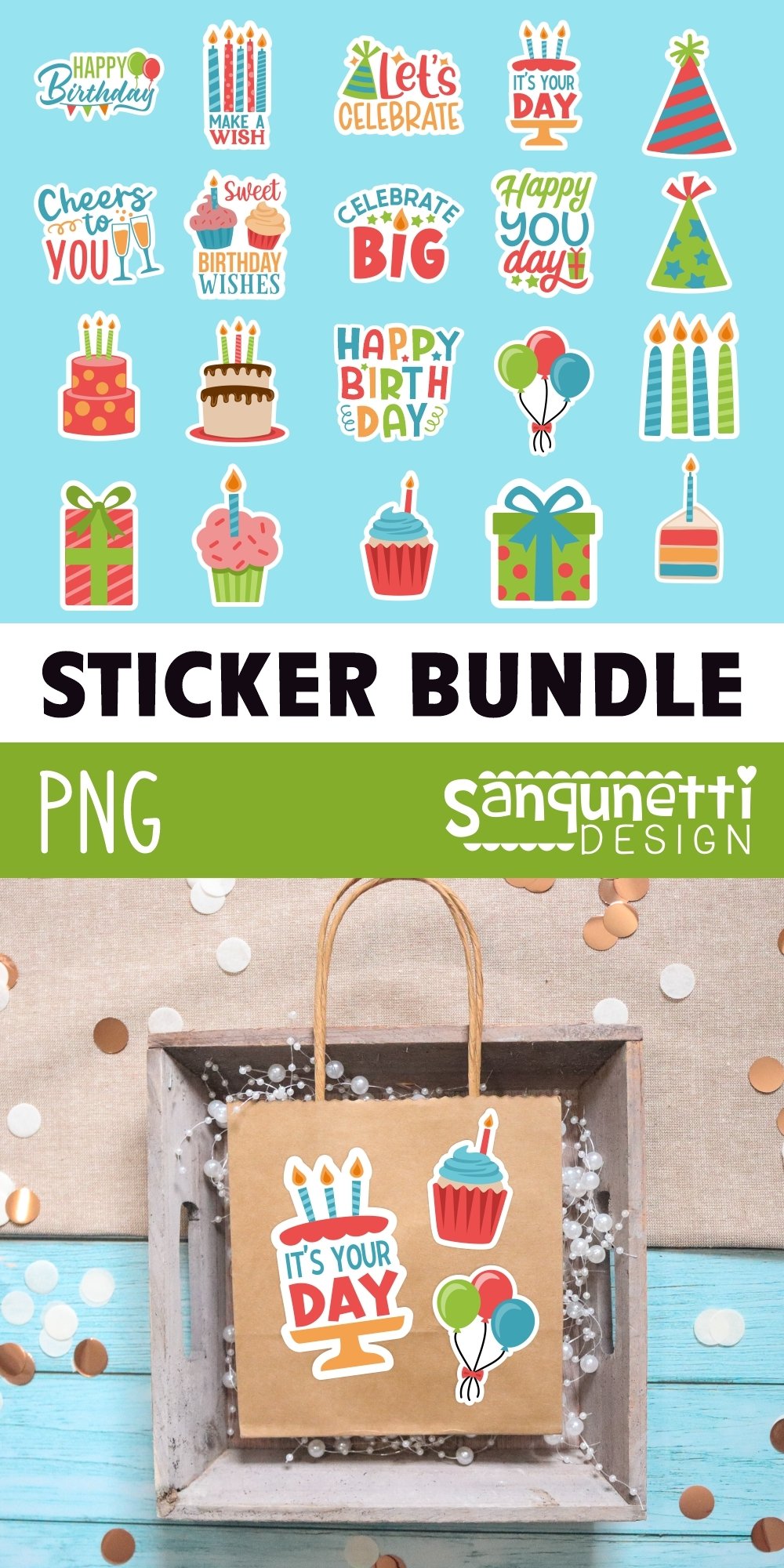 Birthday Stickers | Birthday sticker bundle
