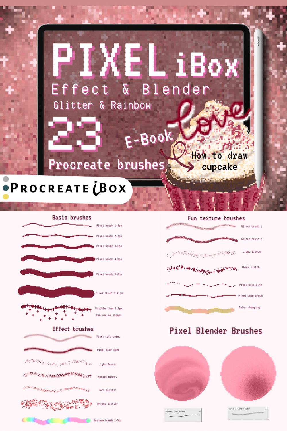 23 Pixel iBox Procreate brushes