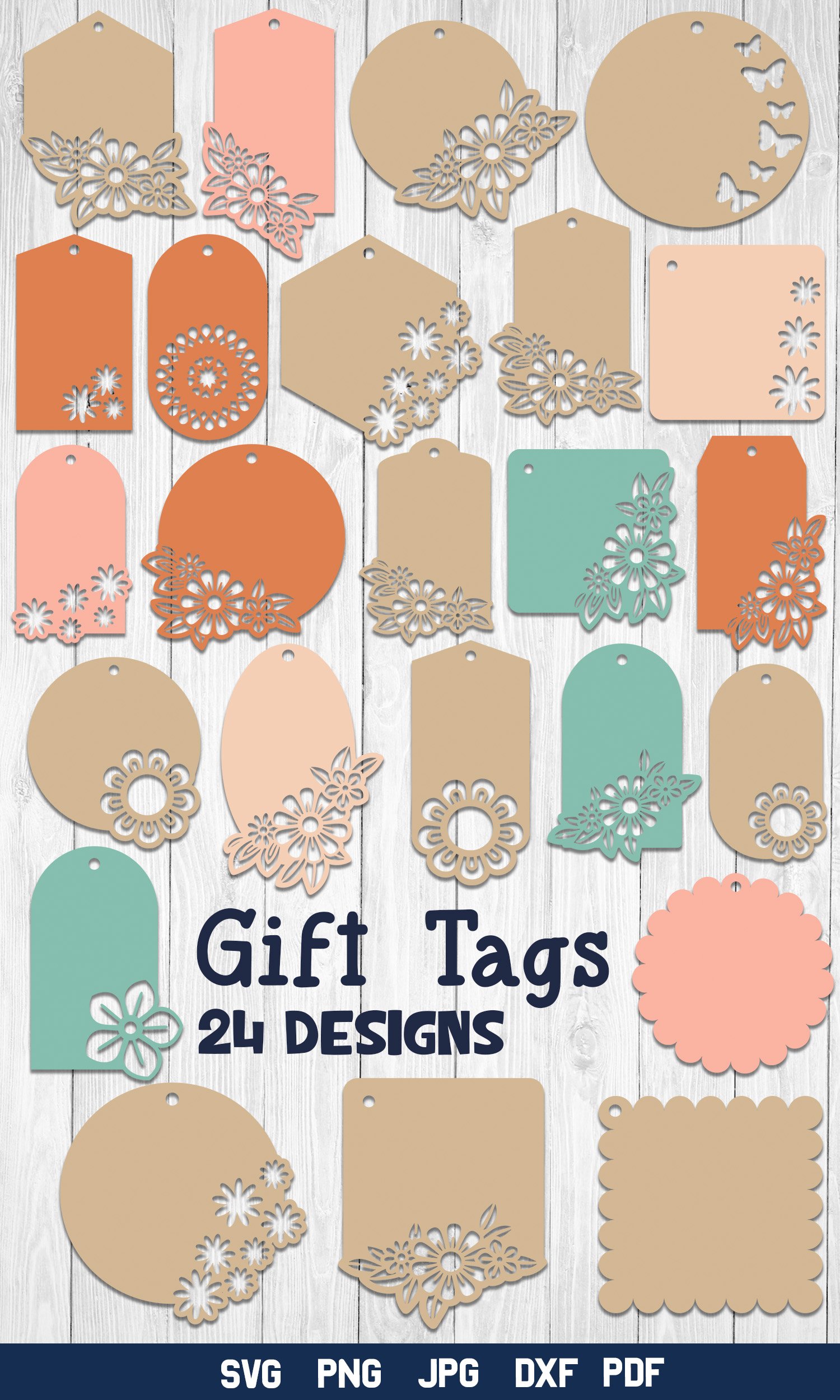 Gift Tag SVG Bundle | Floral Tag SVG Designs