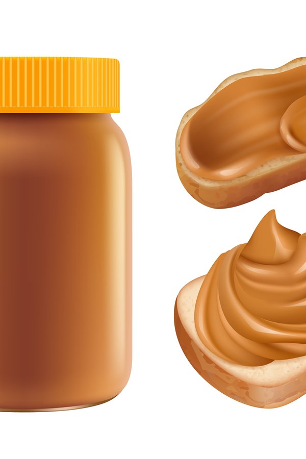 Realistic caramel. Vector caramel jar and sandwiches isolate