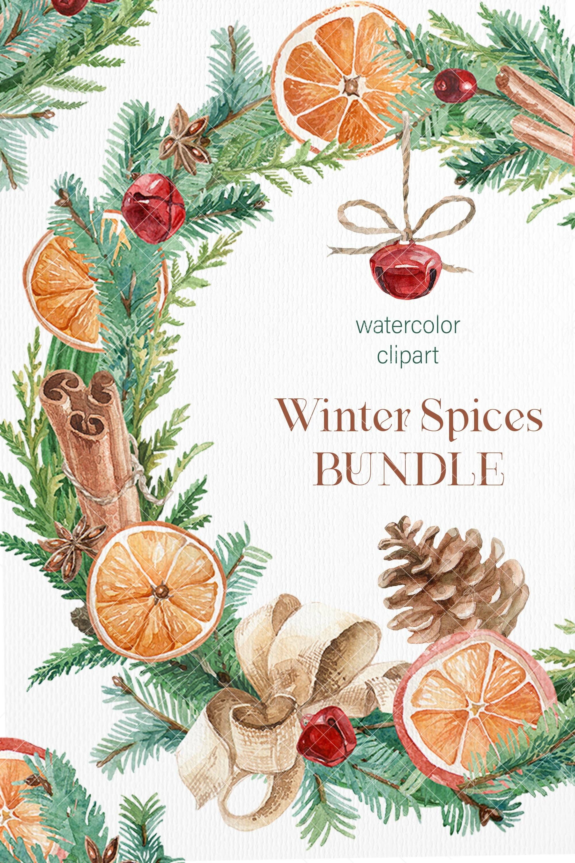 Winter greenery clipart Watercolor chriatmas wreath png