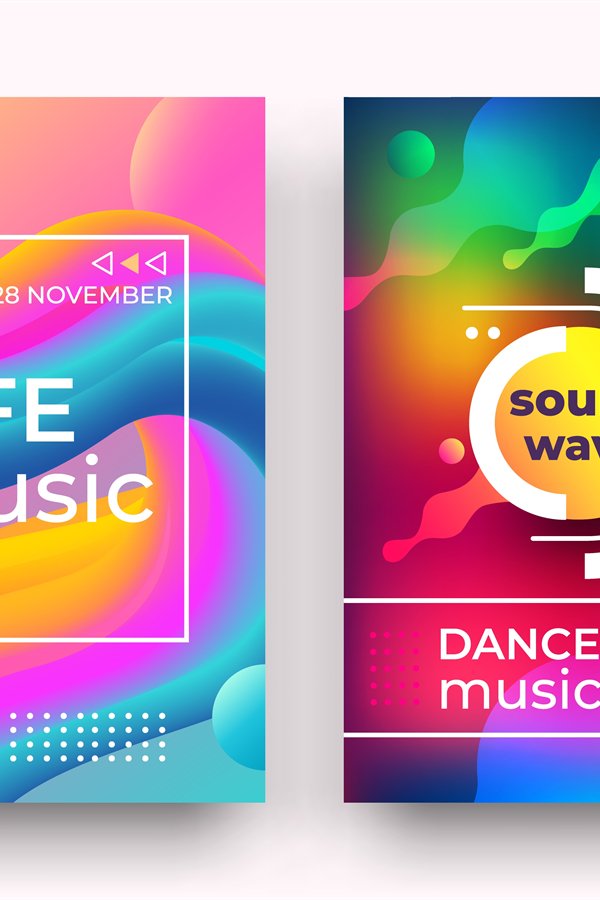 Abstract gradient poster. Vibrant colors and fluid shapes, n