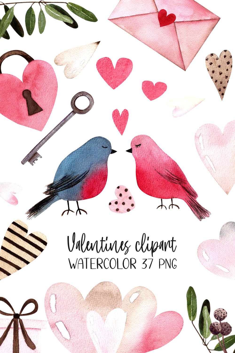 Watercolor Valentine's day clipart (1627234)