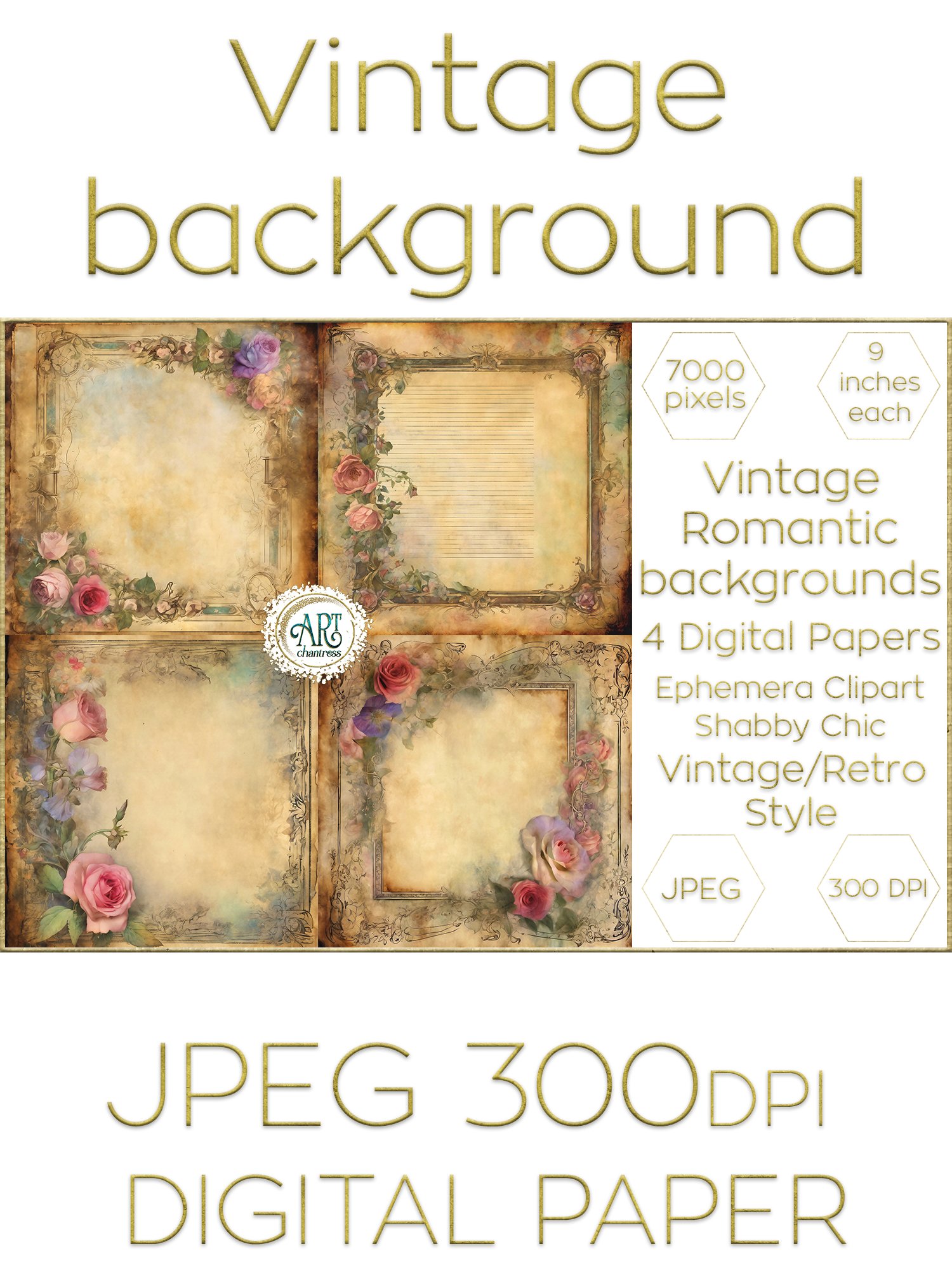 Vintage Rosey Mauve digital papers Boho Flowers (3047649)