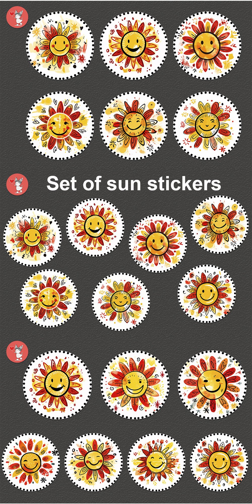 Set of sun sticers