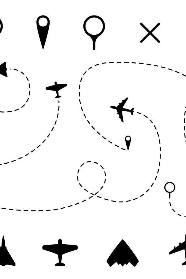 Airplane route. Plane trace line, aeroplanes (784207)