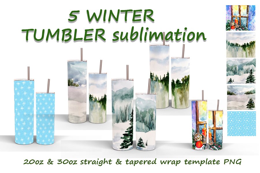 5 Winter Landscape Tumbler Sublimation design - 2
