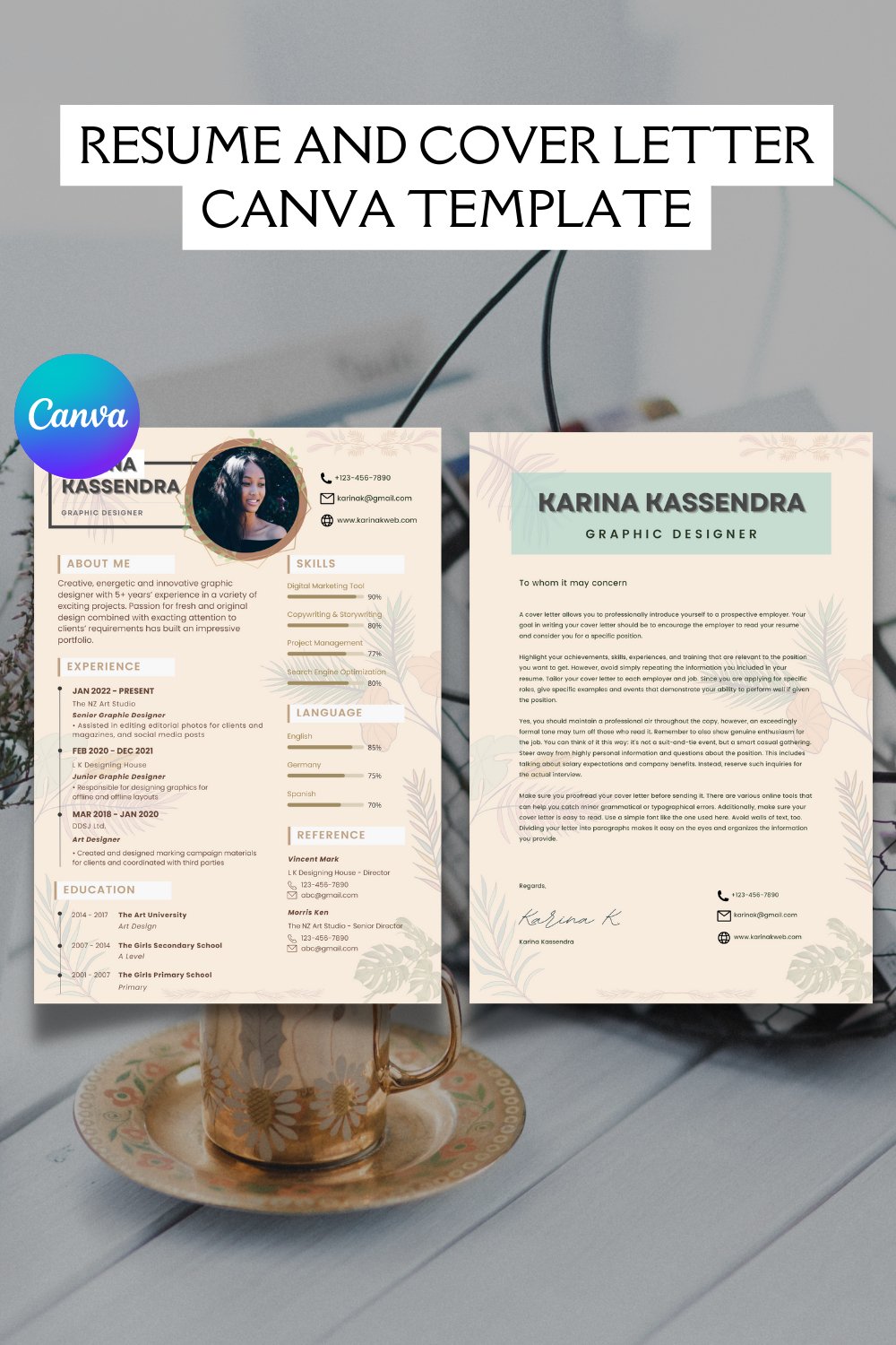 Resume and cover letter canva template