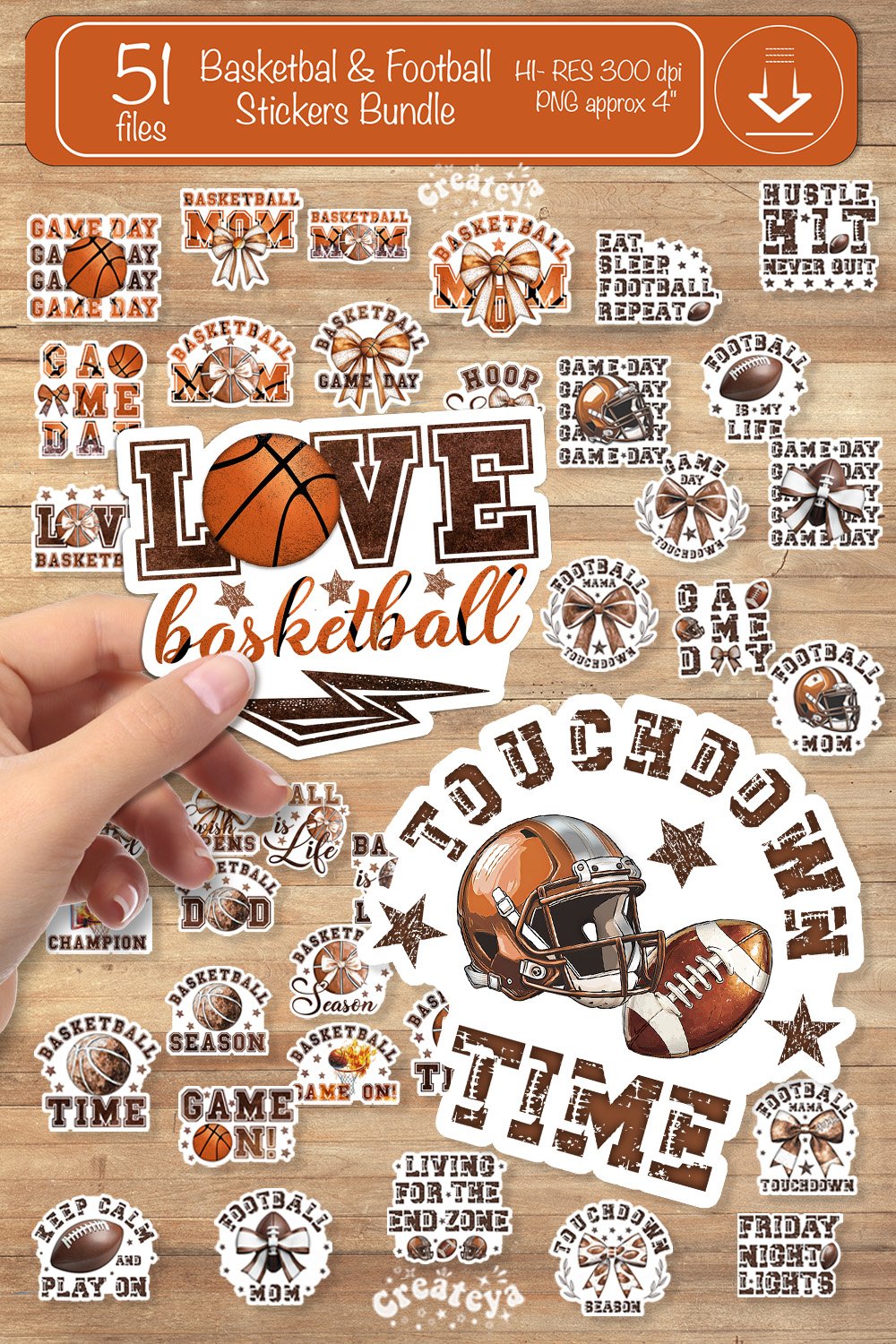 Sport Stickers Bundle PNG Basketball Football printable