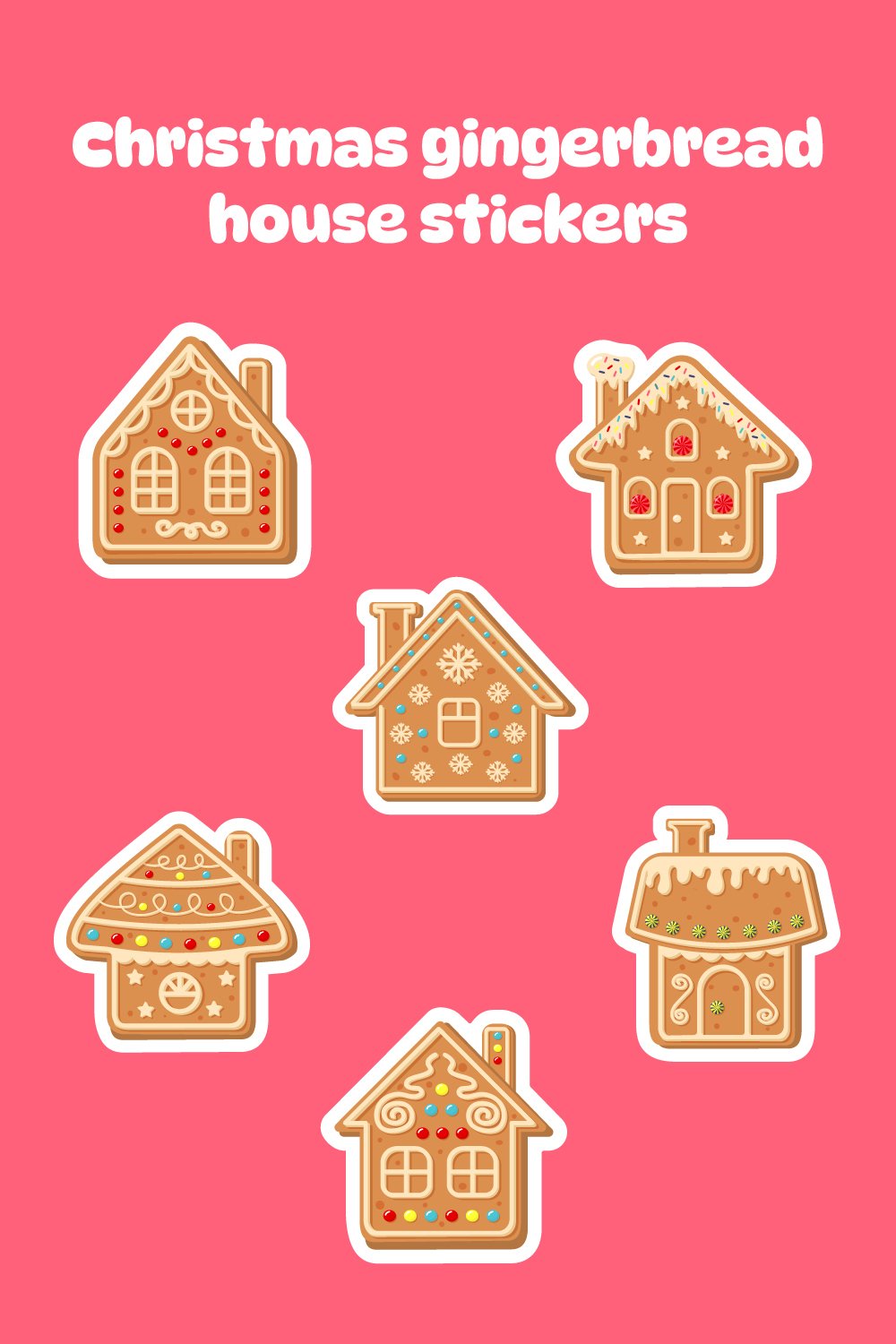 6 Christmas gingerbread house stickers