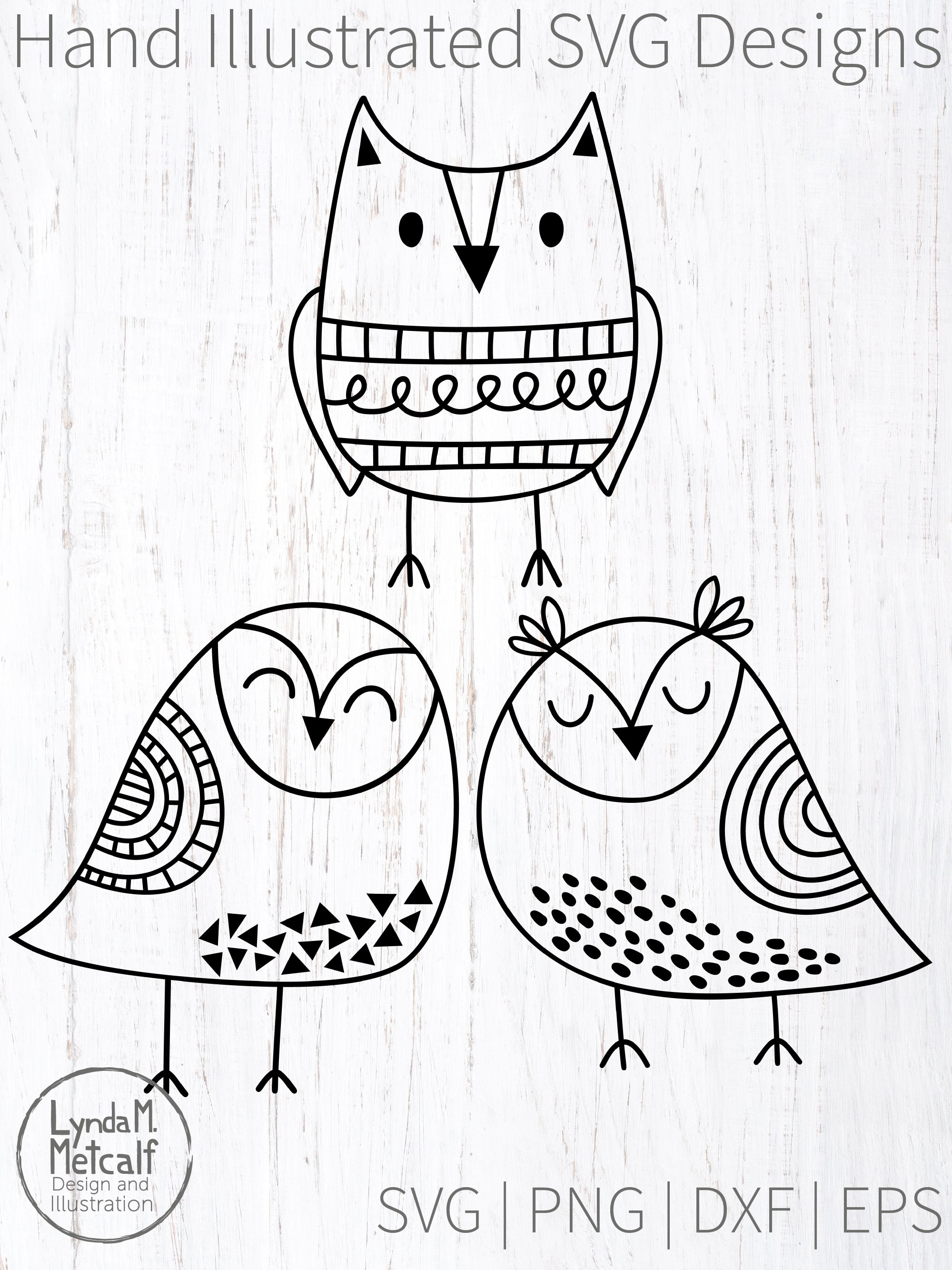 Doodle Owls Svg, Cute Woodland Birds Png