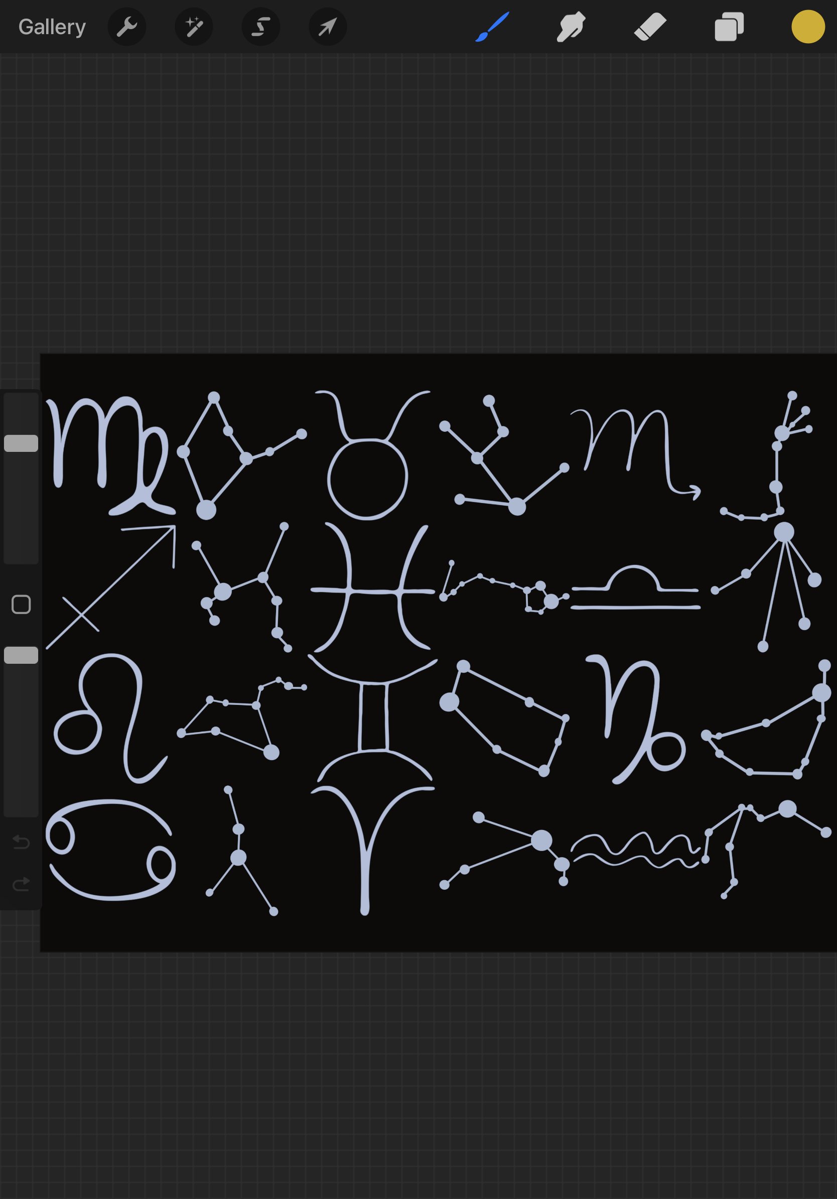 Zodiac Signs & Constellations Procreate Brush Stamps Set 1