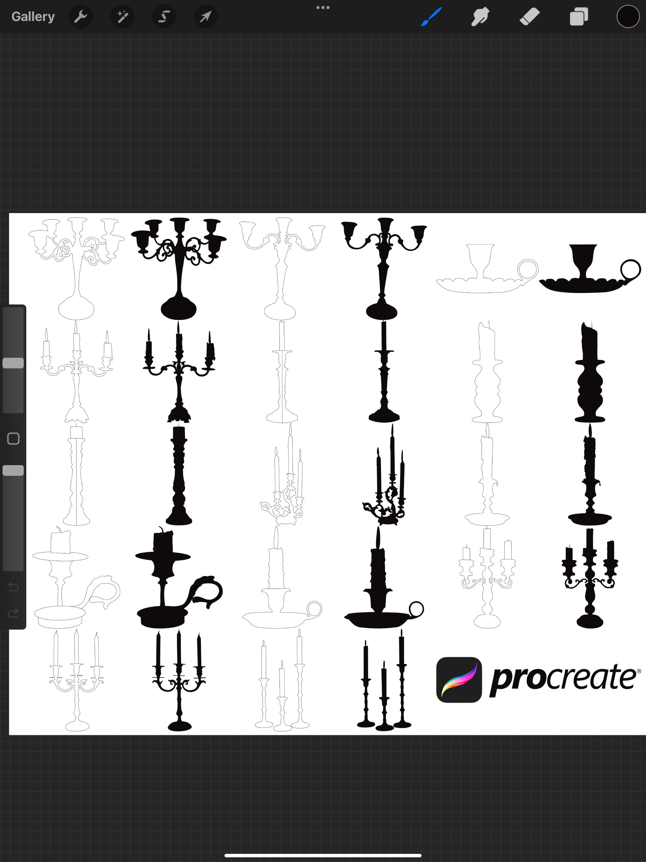Candles Set 2 Procreate Brush Stamps, 28 Candle Stamps