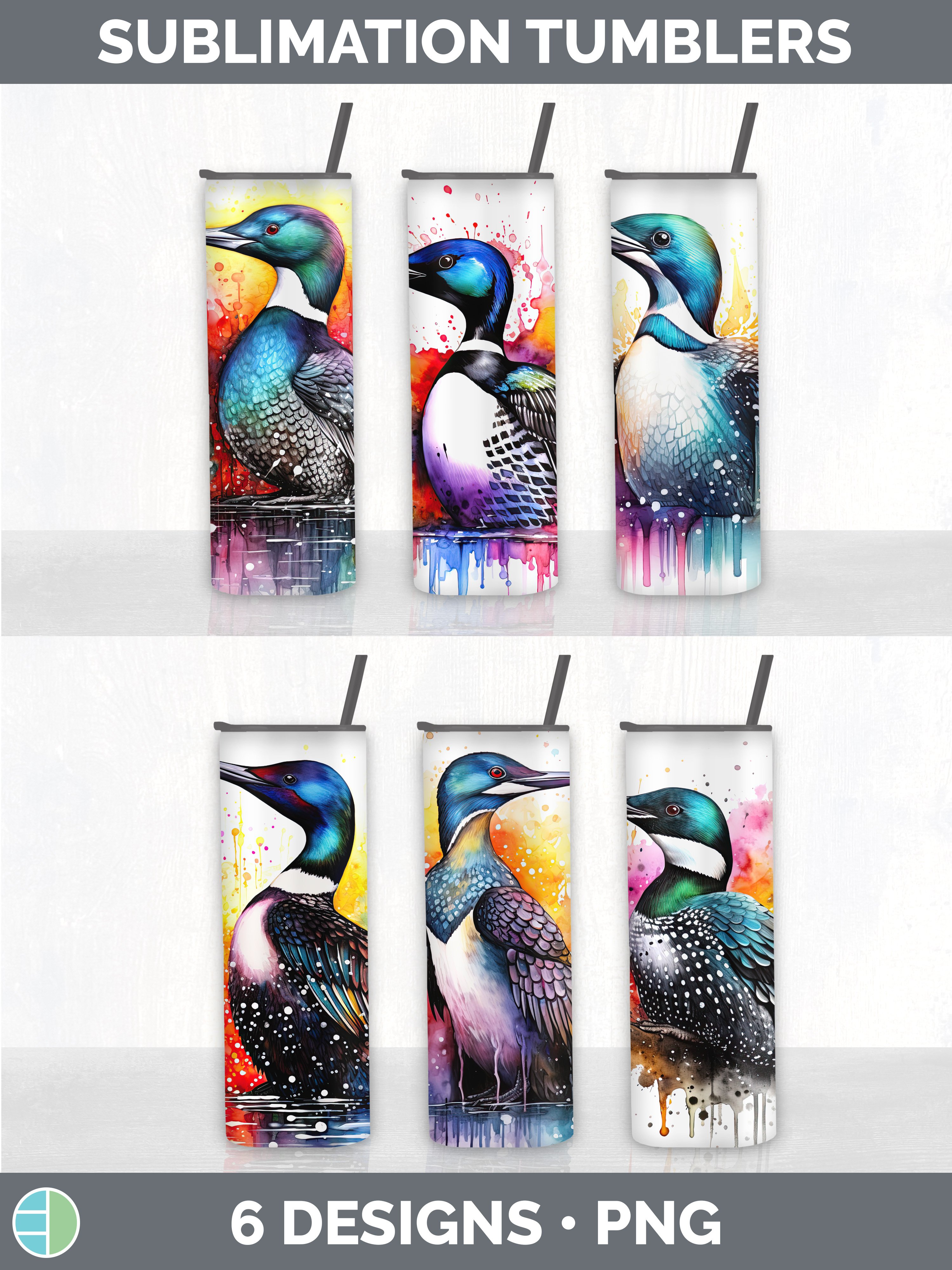 Rainbow Common Loon Bird Tumbler | Sublimation 20 oz Skinny