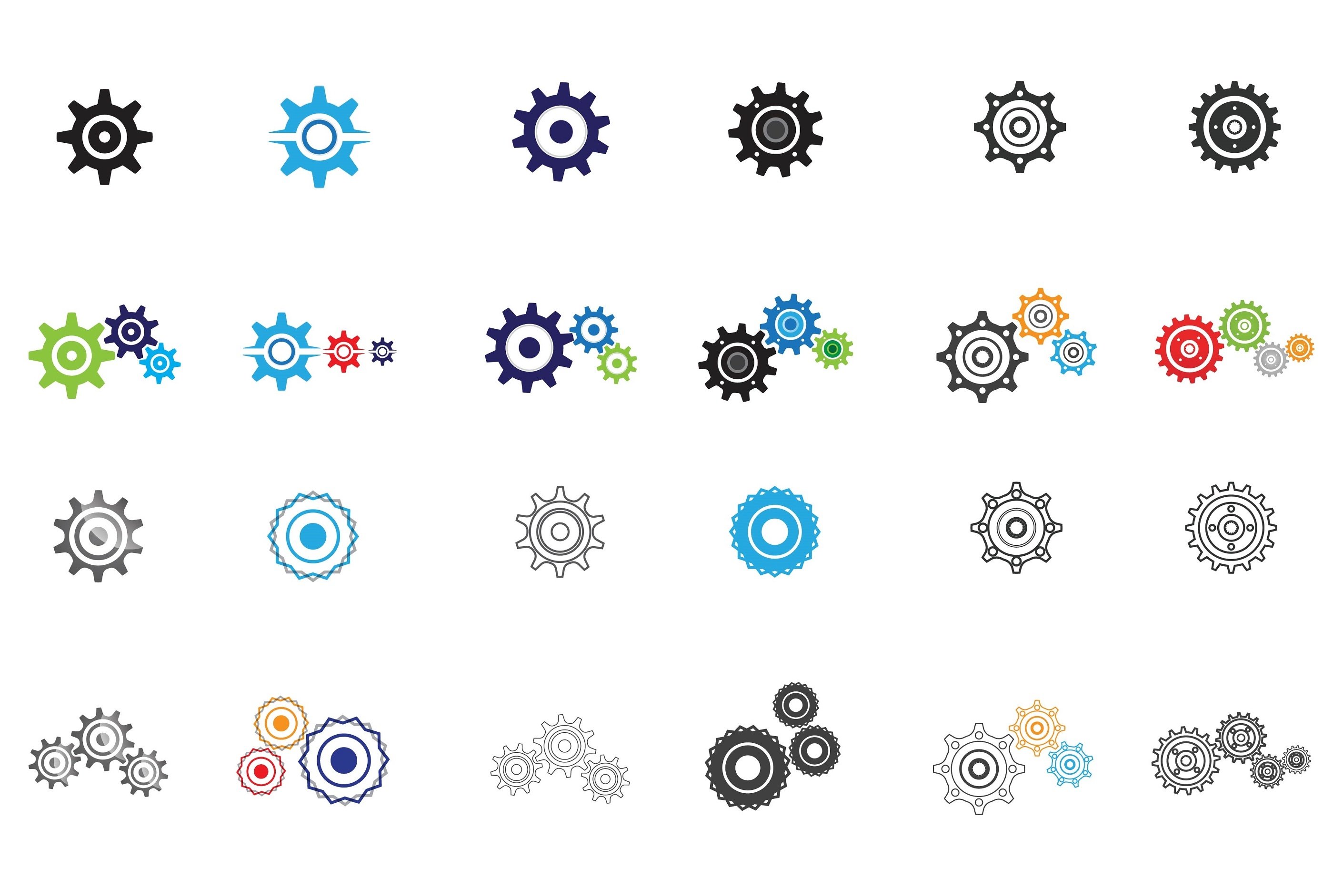 Gear machine set logo vector template